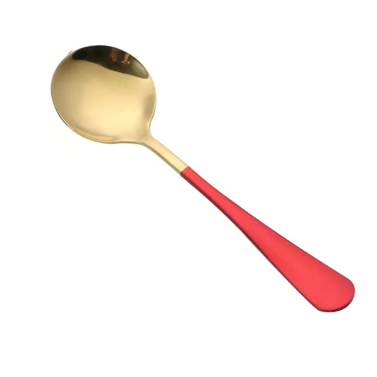 Круглая ложка толстая ложка из нержавеющей стали с удобной длинной ручкой для йогуртового пудинга мороженое Красное золото Красное золото
