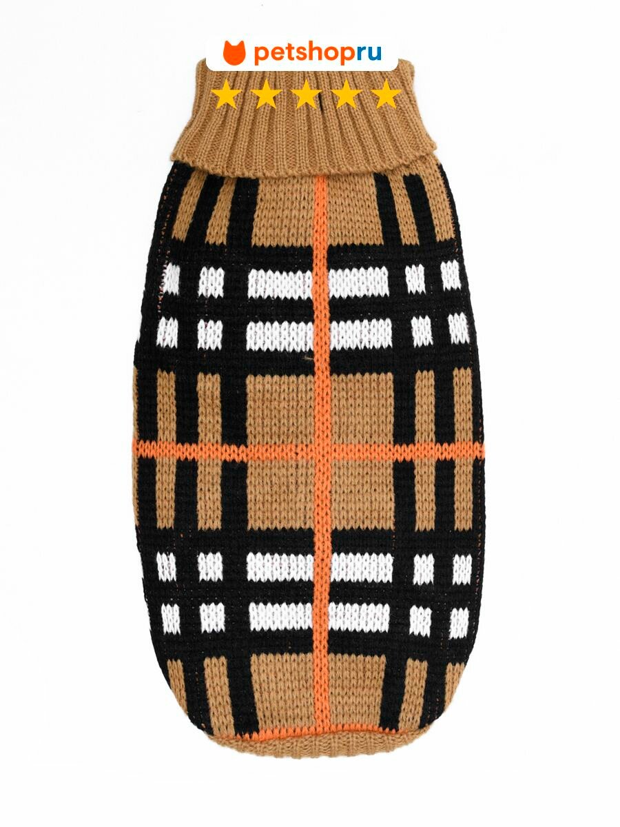 PETSHOP Свитер для кошек и собак в клетку "Барбери", коричневый, L