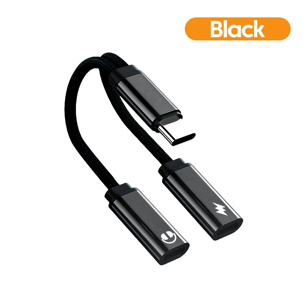 Аудиоадаптер оlaf 2 в 1 Type C на Type C Черный, Black