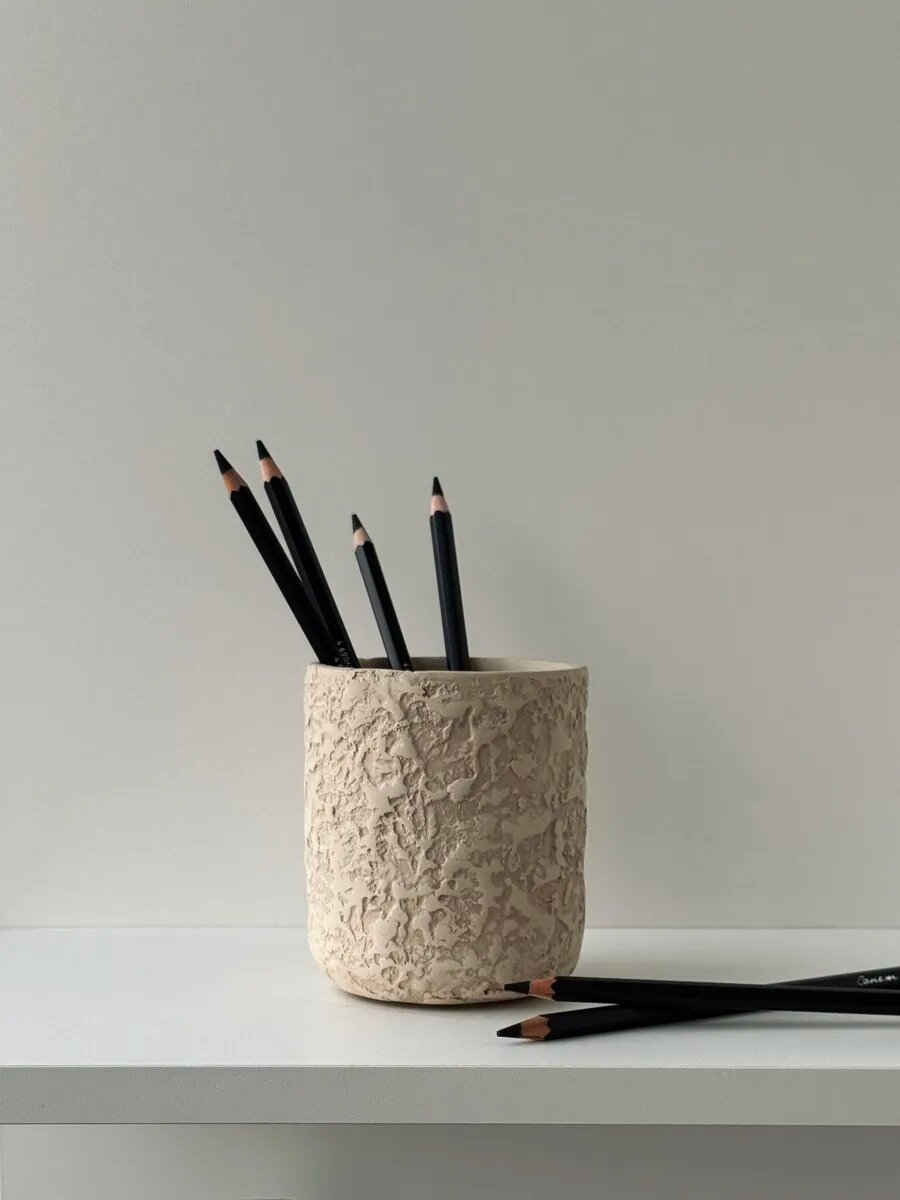 Стакан для канцелярии круглый Beige