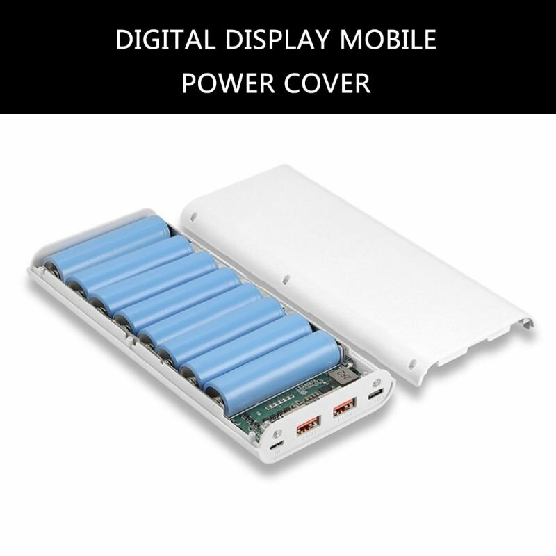 Чехол для аккумулятора DIY 18650 С ЖК-дисплеем, Съемный Внешний корпус Зарядного устройства 8x18650 с технологией быстрой зарядки