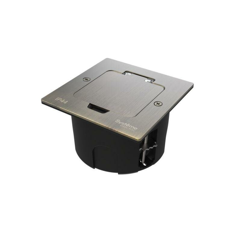 Лючок MultiDesk MDK20 на 2мод. IP44 с монтажной коробкой для стены фальшпола стола античная латунь SE MDK20102BA