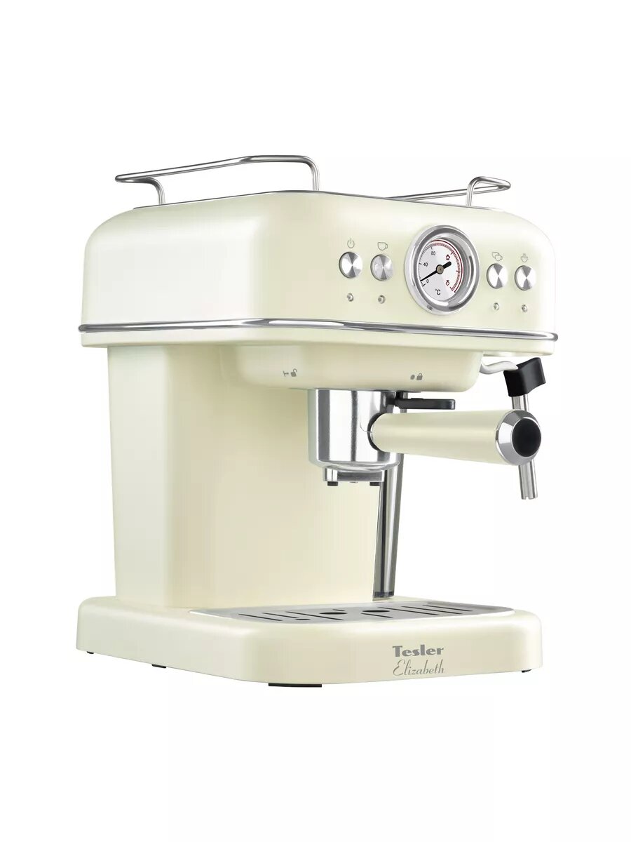 Кофеварка эспрессо Tesler ECM-245 бежевая, 950 Вт, комбинированная