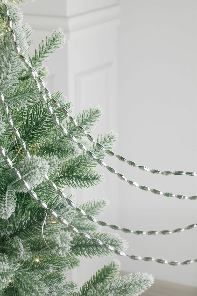 Бусы на ёлку шейни шарм, пластик, серебряные, 270 см, Винтер Деко (Winter Deco) 1001128