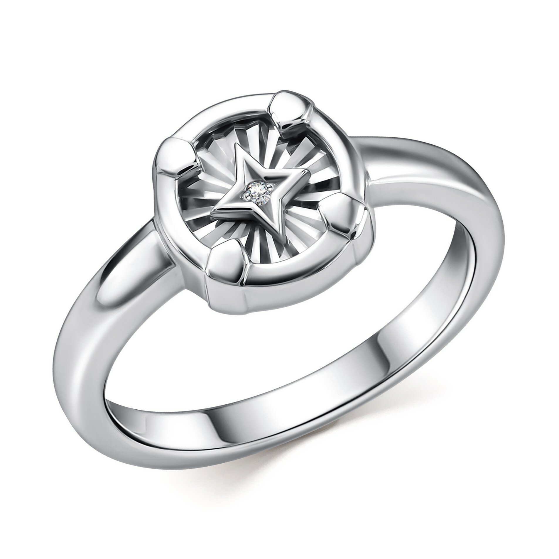 Кольцо, серебро, 925 проба, бриллиант