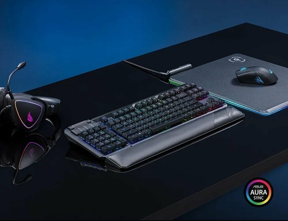 Игровая клавиатура проводная ROG Claymore II ABS RGB Wired/wireless, (BOX Blue), Английская раскладка, черный