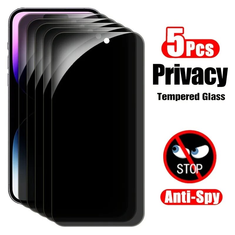 5 шт. закаленное стекло для iPhone 16 17 15 14 13 12 11 Pro Max Защитная пленка для экрана для iphone 16 15 14 Plus XR XS Max Glass