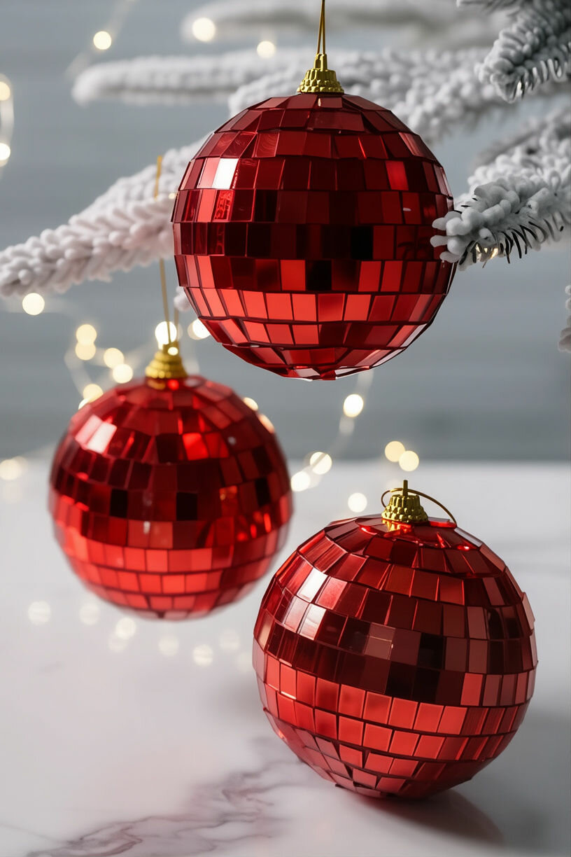 Набор ёлочных шаров МЫ танцуем диско, пластик, красный, 8 см, 3 шт, Winter Deco 4060172