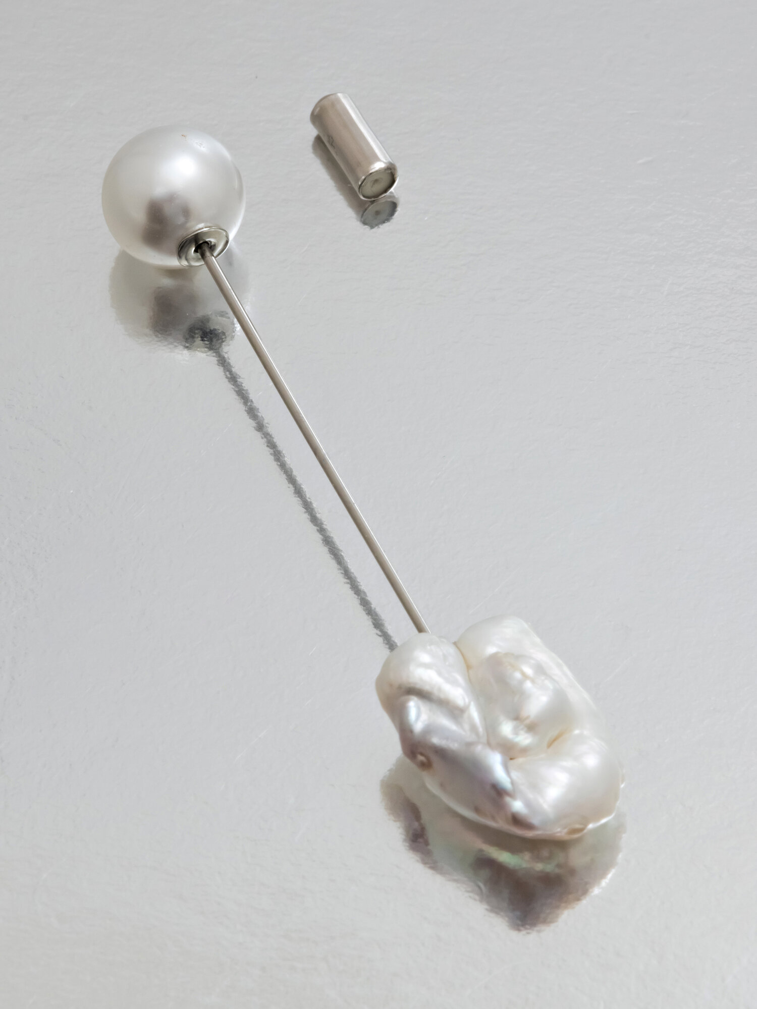 Брошь, жемчуг пресноводный культивированный, жемчуг имитация