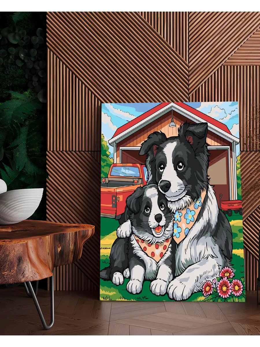 Картина по номерам Собачки_Бордер-колли_Милые Животные