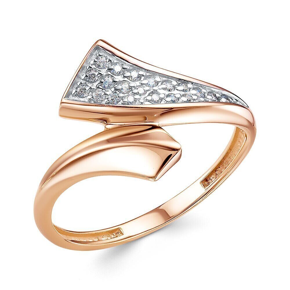 Кольцо, красное золото, 585 проба, родирование, фианит