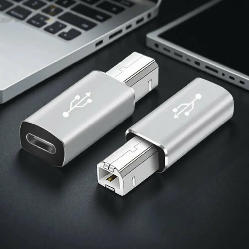 Аудиокабель USB Type-C/USB 2.0 Type-B, серебристый — фото 1