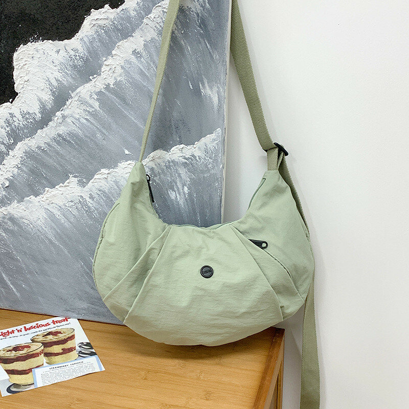 Kids casual shoulder bag nylon purse simple design for school day outings bean green