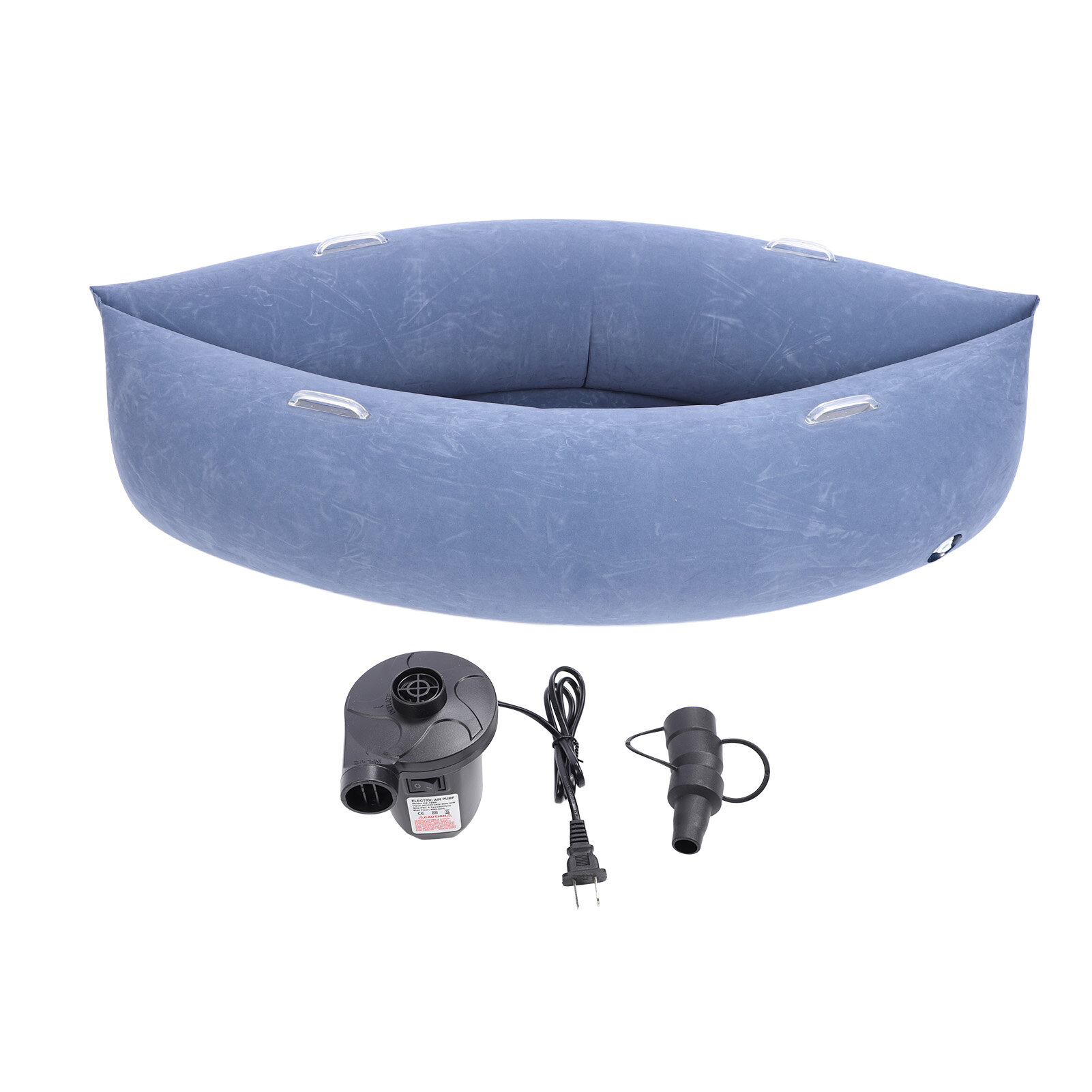 Надувное сенсорное кресло для детей с электрическим насосом, приятное на ощупь, с бархатистой поверхностью, Peapod, 60 дюймов, темно-синее.