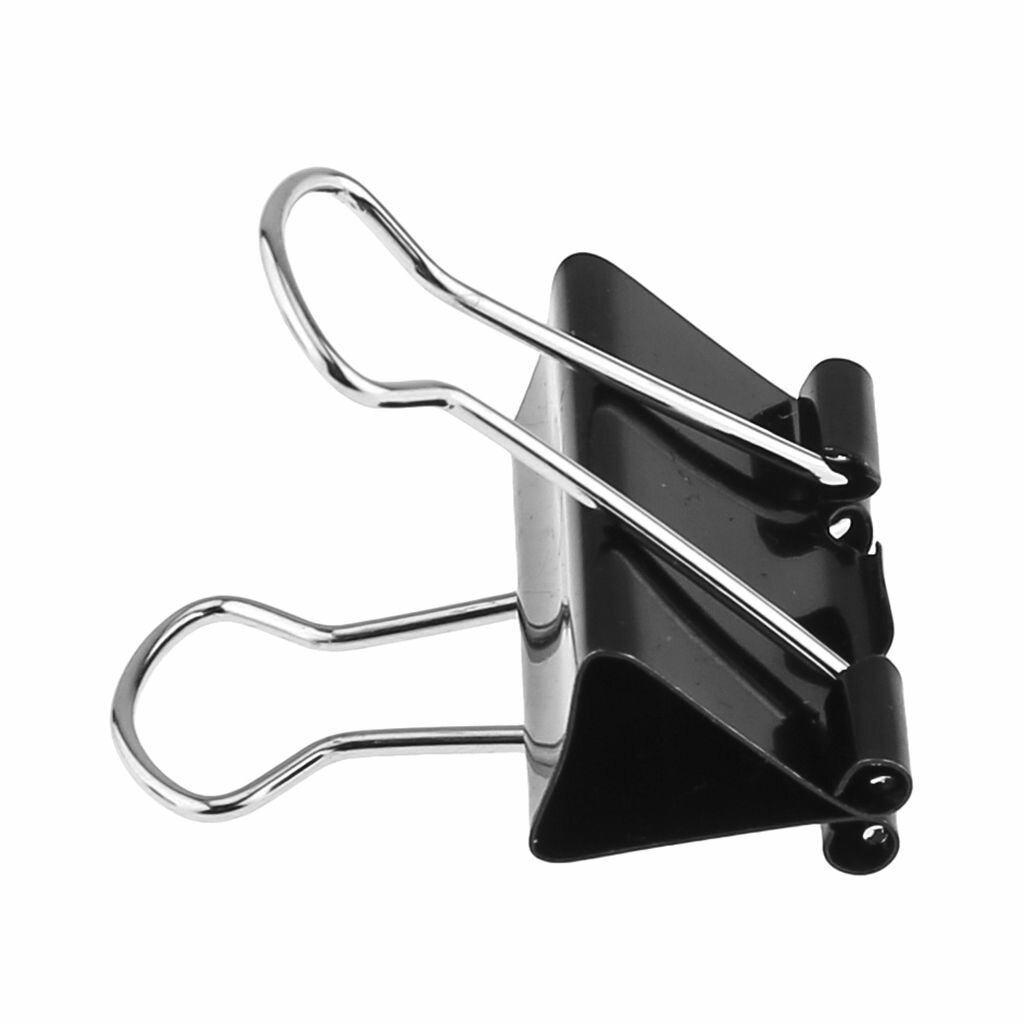 Зажим для бумаги КНР 25 мм металл, цвет - черный, набор 48 шт, в пластиковой банке д 9,8 см, h 6,1 см (ZS-8025/a517-23)