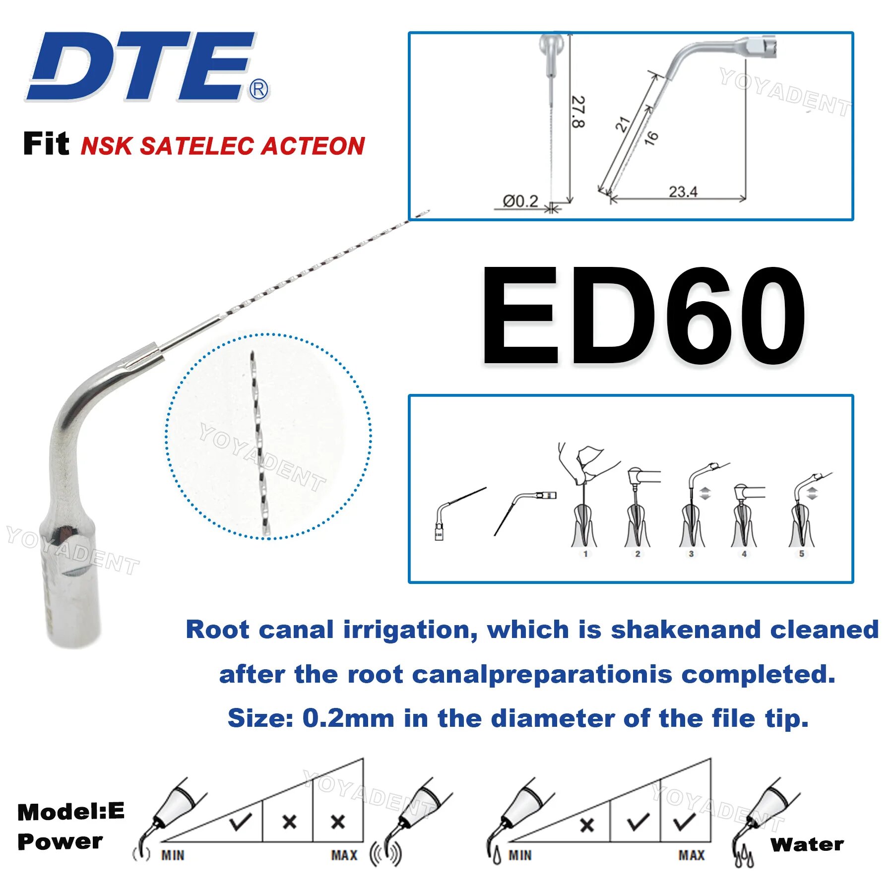 Насадка DTE ED60 для ирригации корневых каналов, 1шт