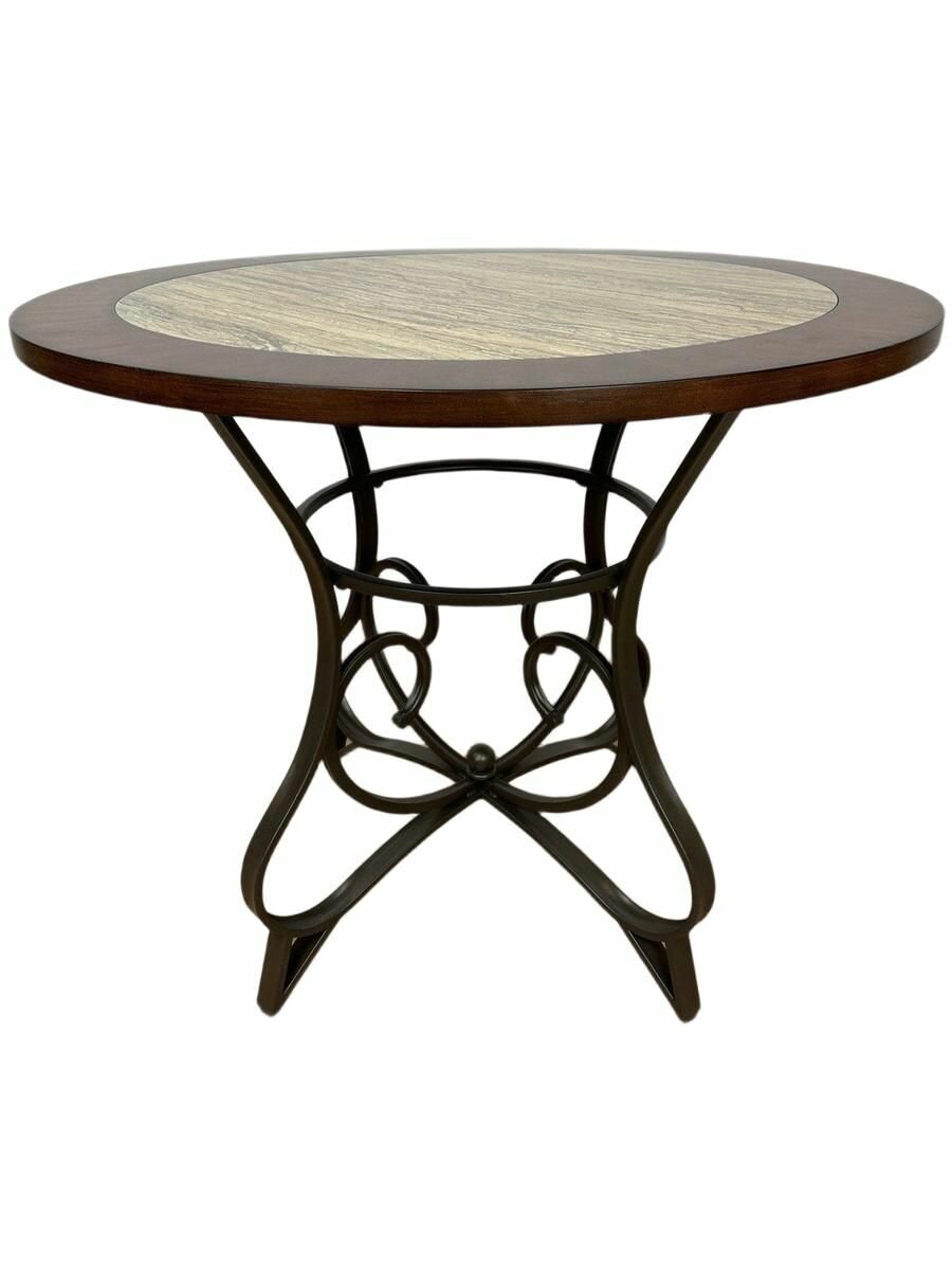 Стол обеденный BILBOQUET. Полубарный со столешницей под мрамор, на кованном подстолье.