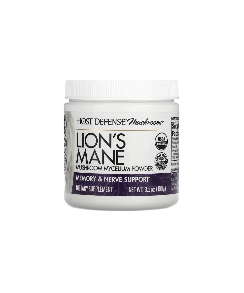 Host Defense Lion's Mane Mushroom Mycelium Powder, Ежовик гребенчатый в порошке 100 гр