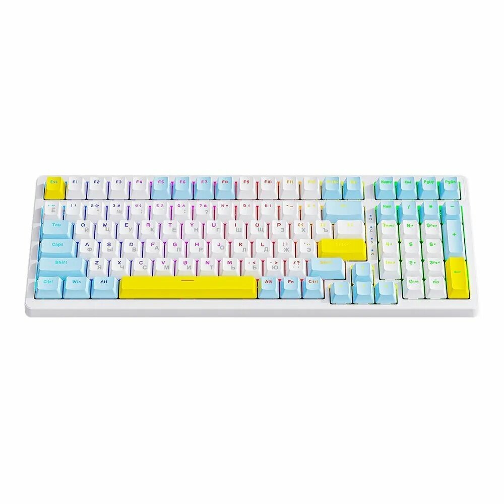 Игровая клавиатура проводная , Русская раскладка, белый, желтый