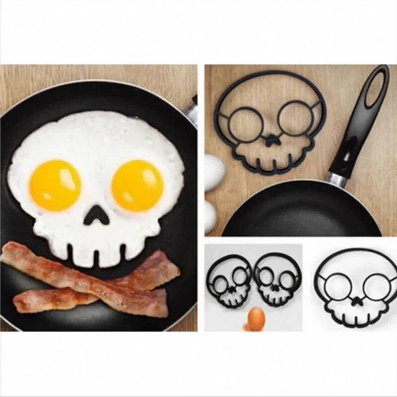 Форма для яиц Skull, силикон, черный, 5 шт.