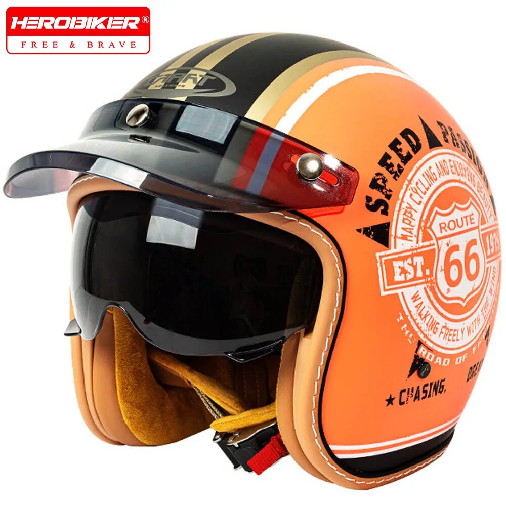Ретро мотоциклетный шлем 3/4 с открытым лицом, мотошлемы, винтажный мотоциклетный шлем XXL, C500-B1