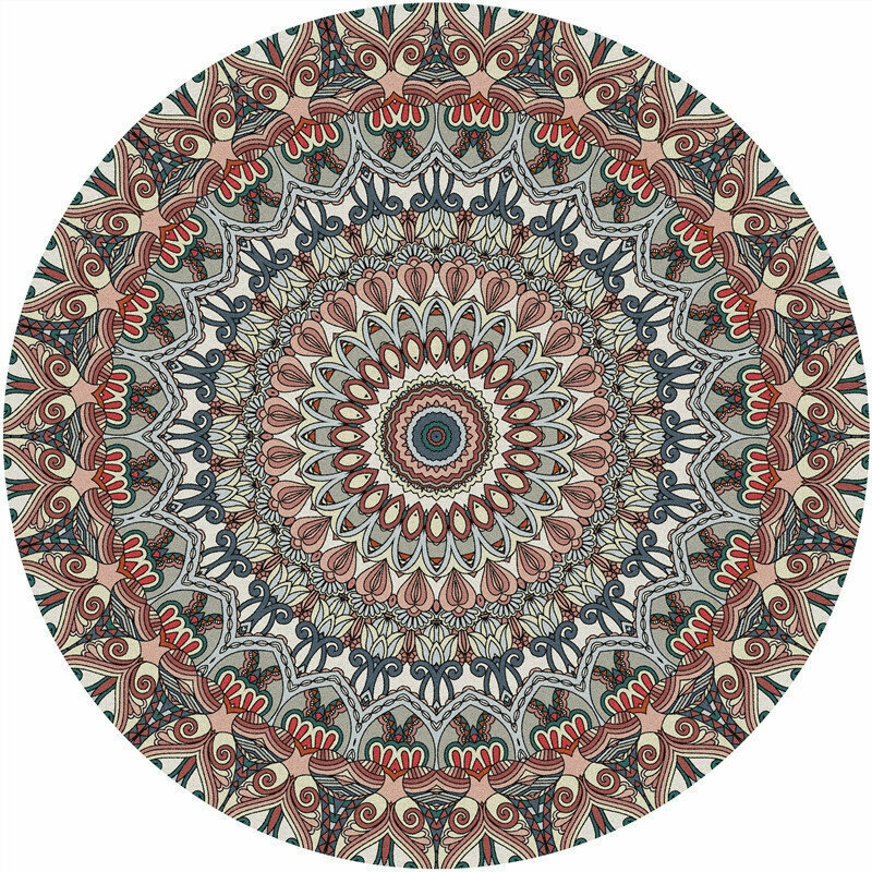 Круглый нескользящий ковер в богемном стиле для гостиной, декоративный коврик из хрустального бархата