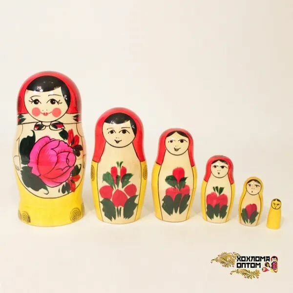 Матрешка традиционная 6 кукольная, Хохлома LHM10104