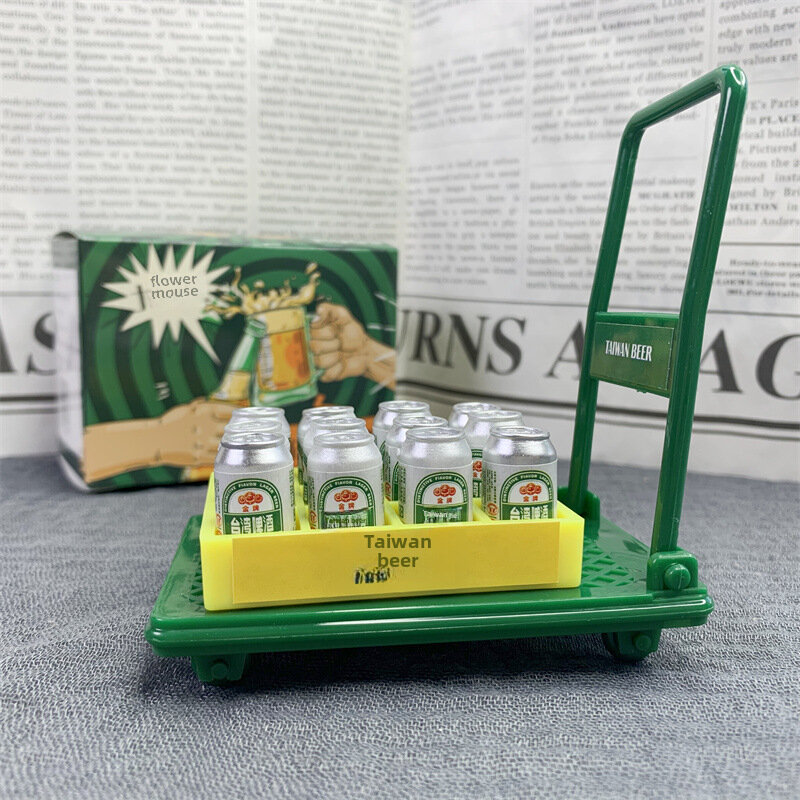 Dollhouse doll house new miniature Taiwan beer cans cart suit food and play accessories BJD surrounding(Taiwan beer cans cart suit)