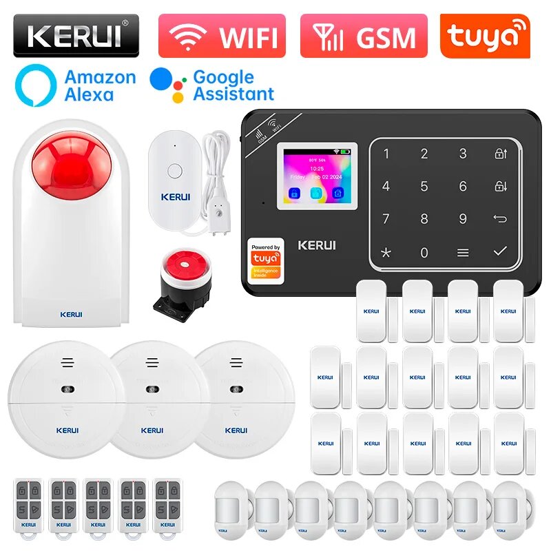 Ксистема оповещения об опасности для дома KERUI 433MHZ W181 KIT системы оповещения WIFI GSM ТУЯ умный ДОМ брандирующая система оповещения датчик движения PIR датчик двери-kit 2