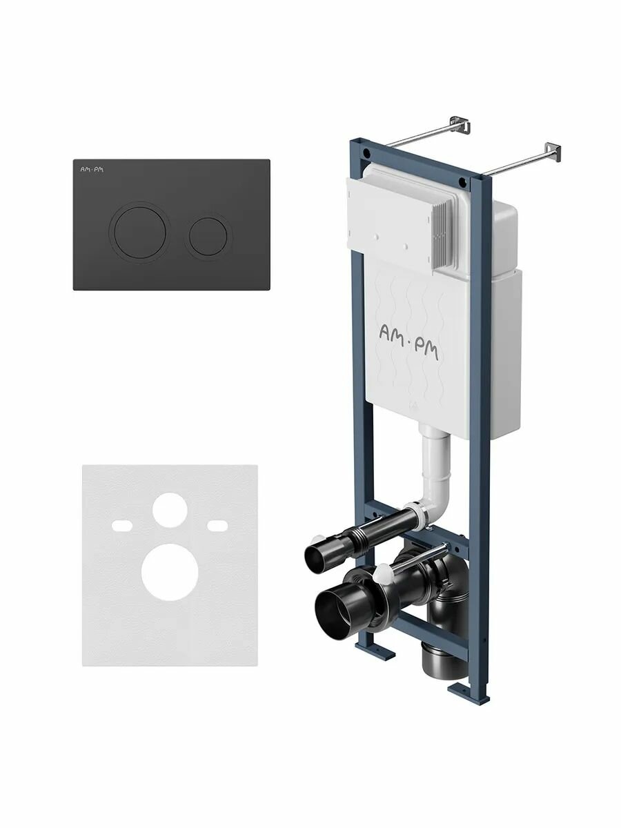 Инсталляция с подвесным унитазом комплект AM.PM Above Aquaspin, круглая кнопка