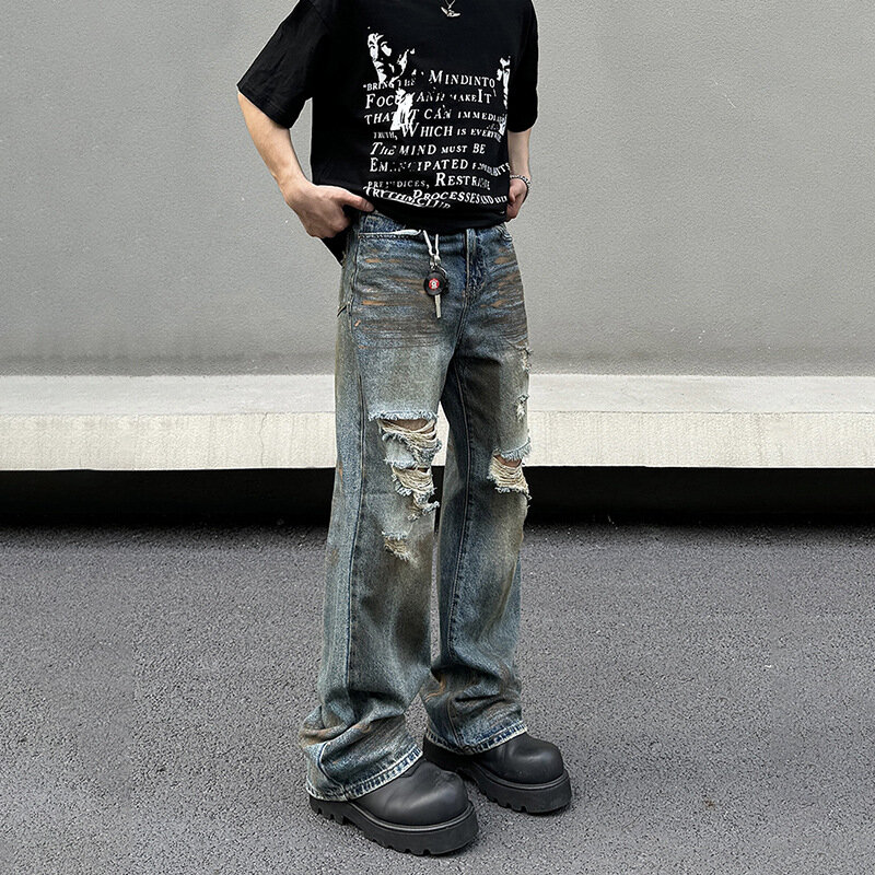 Тренд RONG CH Мужские Джинсы Весна Новые Стиральные Корейские Кроп Слим Деним, Размер_XL