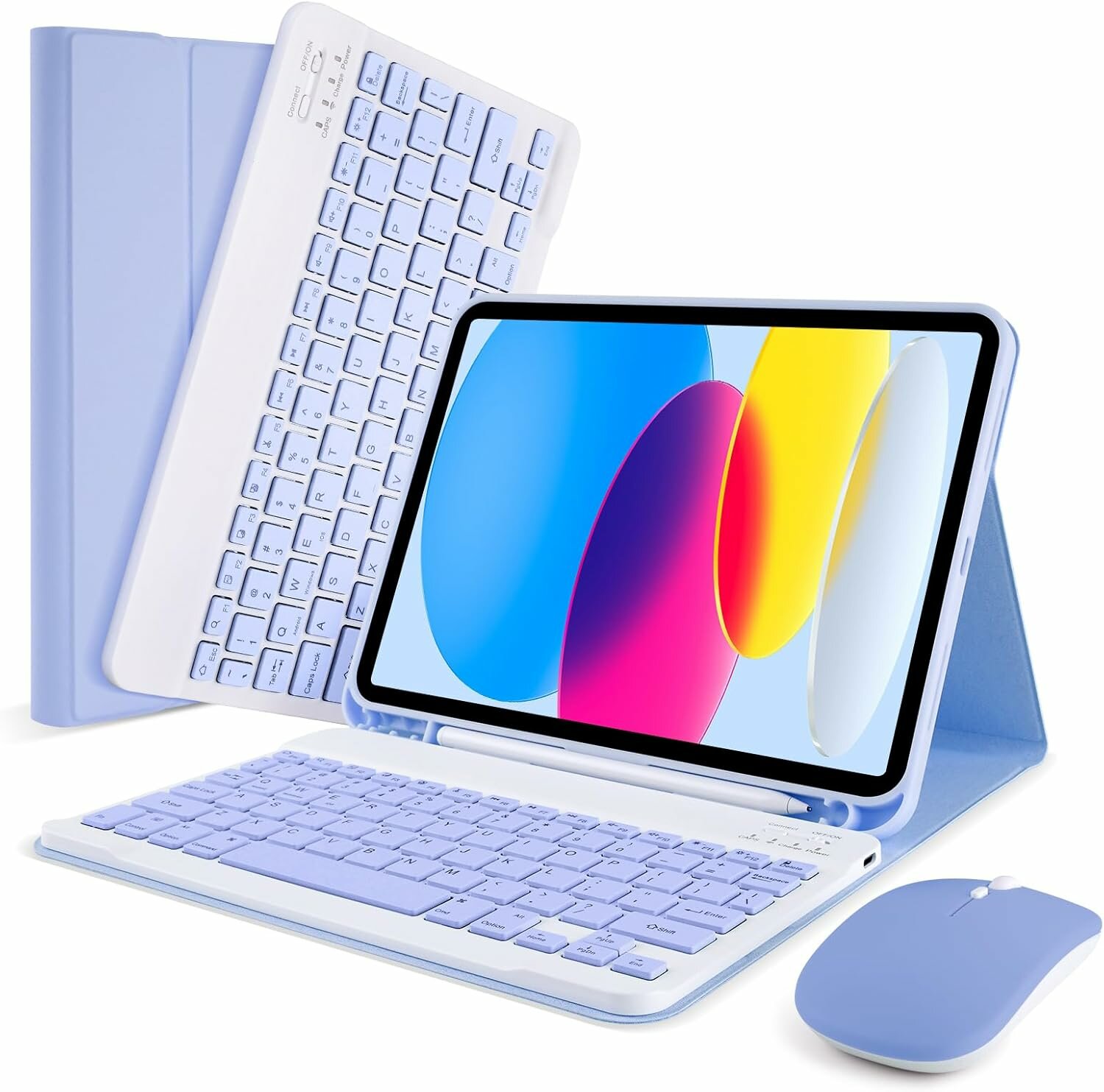 Клавиатура для iPad (A16) 11-го поколения (11 дюймов, 2025)/10-го поколения (10,9 дюймов, 2022) с беспроводной Bluetooth-мышью, защитным чехлом без стилуса. Русская раскладка.