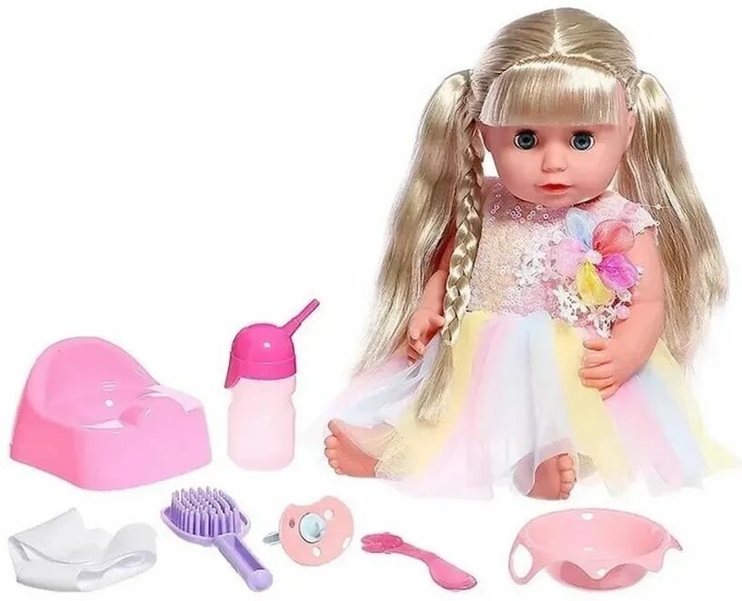 Интерактивная кукла пупс "Мой малыш" со звуковыми эффектами, пьёт и писает, функциональная куколка для девочек, игрушечный младенец с одеждой и аксессуарами для сюжетно-ролевых игр, 34 см