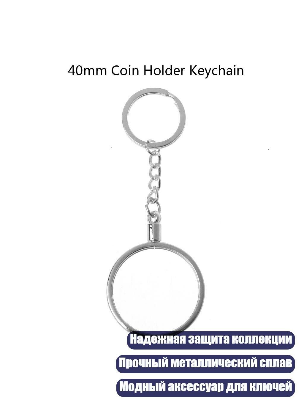 Модный медальон-сувенир на брелоке 40 мм, Серебро