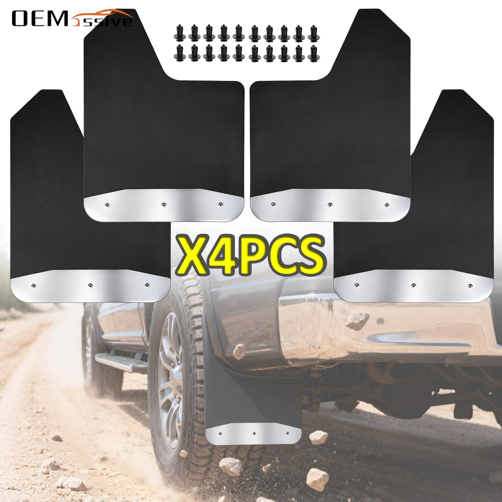 4 шт. универсальные брызговики с 10 зажимами, пластины из нержавеющей стали, ночные отражатели, черные брызговики для автомобиля, внедорожника, грузовика
