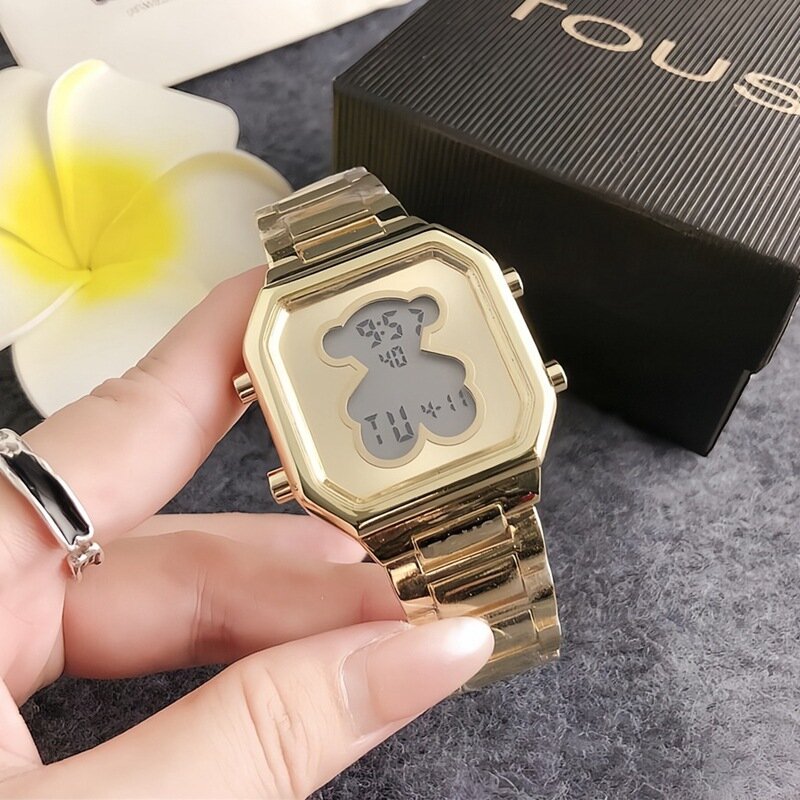 Испанский модный бренд электронных часов, европейские стильные наручные часы с цифровым дисплеем, милый квадратный стиль медведя, горячая распродажа за рубежом