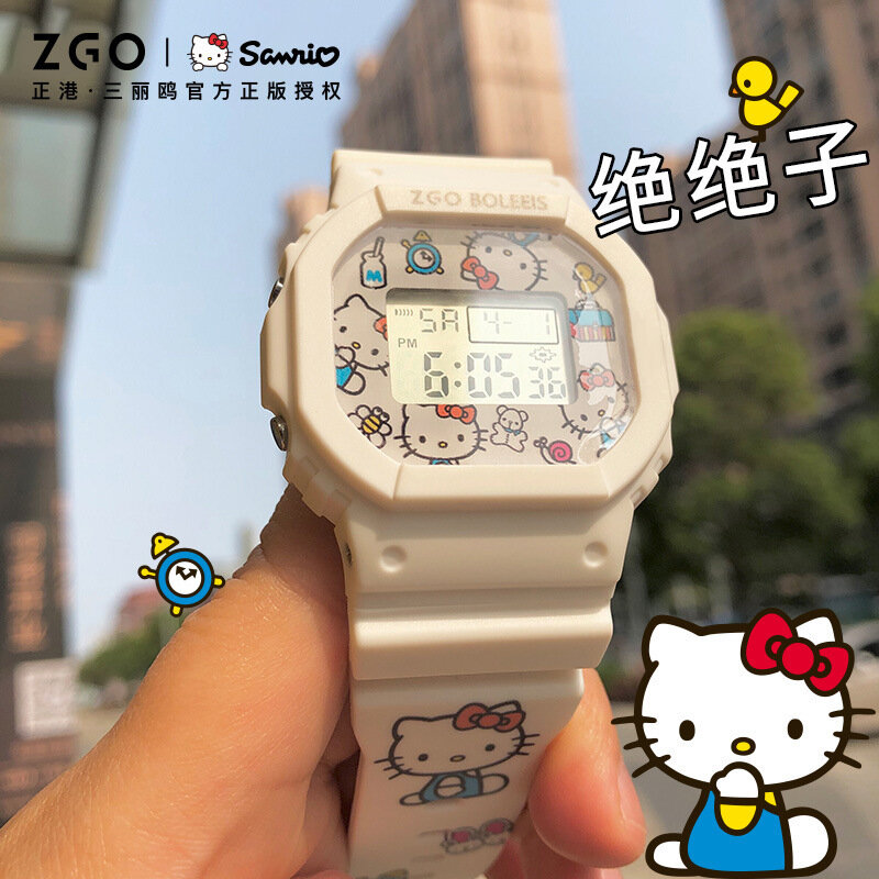 Электронные часы Lio для девочек, подходящие для учениц средней и старшей школы, детей, девочек, коллаборация с Hello Kitty