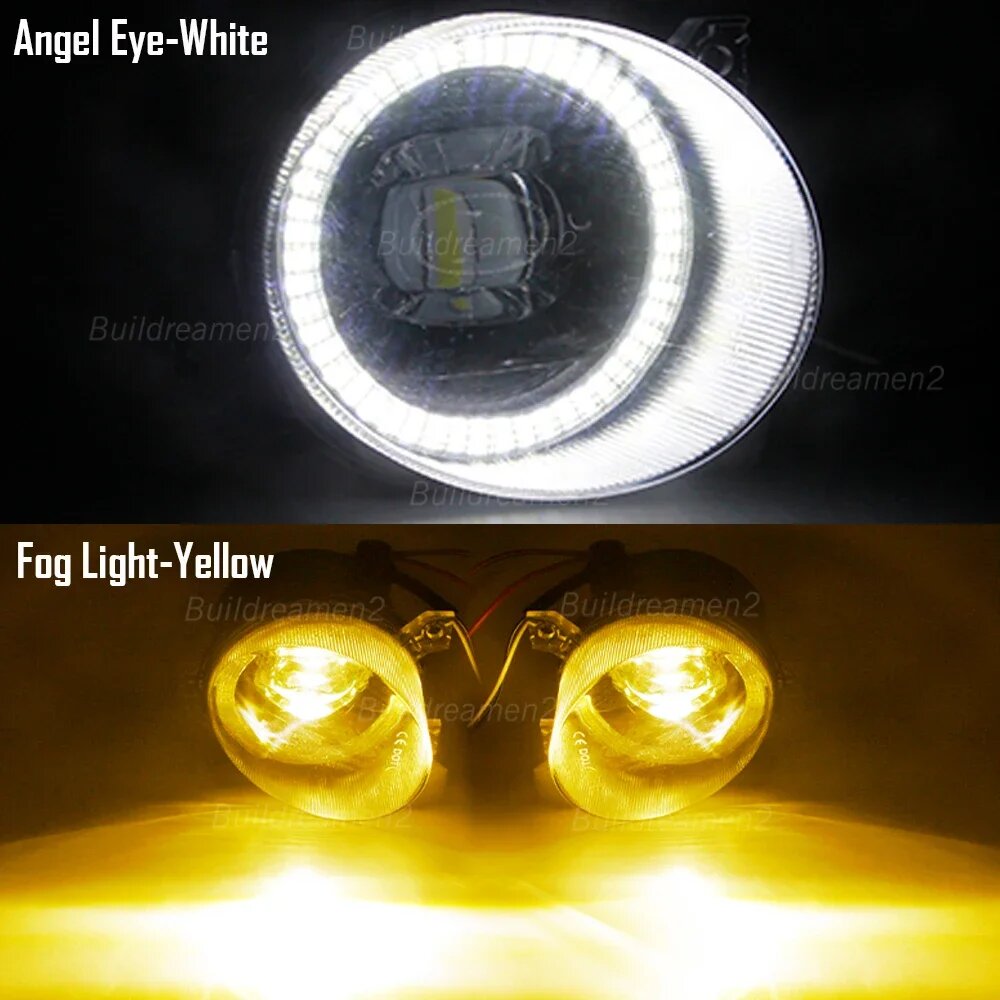 2IN1 дизайн автомобиля правый + левый светодиодный противотуманный фонарь Angel Eye дневные ходовые огни DRL 9006 для VW Volkswagen Caddy 3/III 2004-2009 White and Yellow