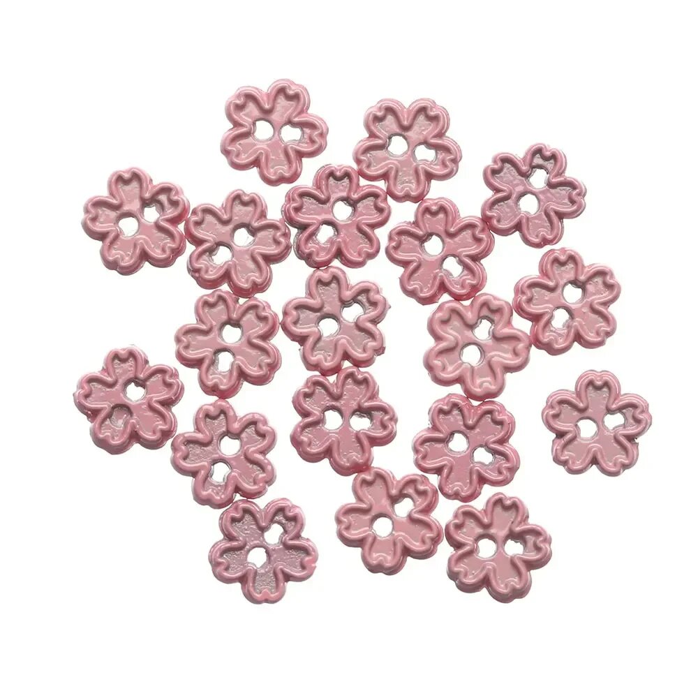 SIRENXI Мини-кнопки цветочки металлические 20 шт Розовый, Pink, 20PCS