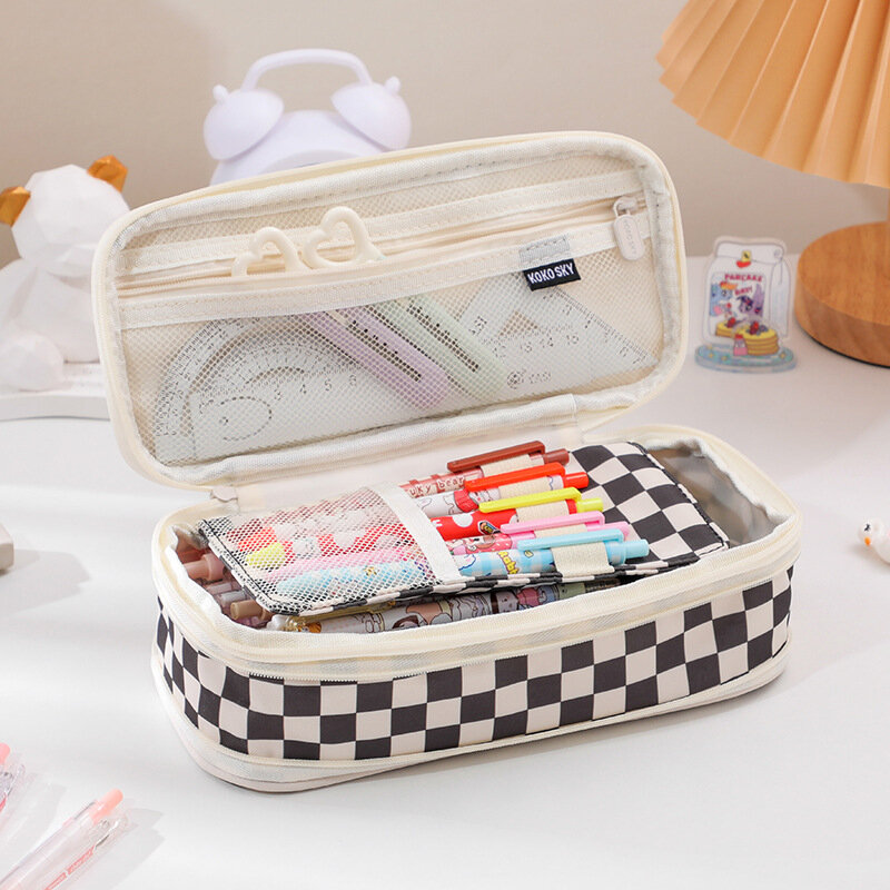 Японский и корейский стиль, большая емкость, расширяемый пенал из холста в цвете макарон, трансформируемый простой пенал для студентов