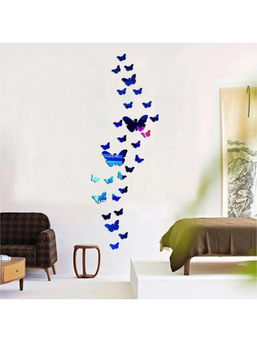 Зеркальные бабочки для стен — стильный декор