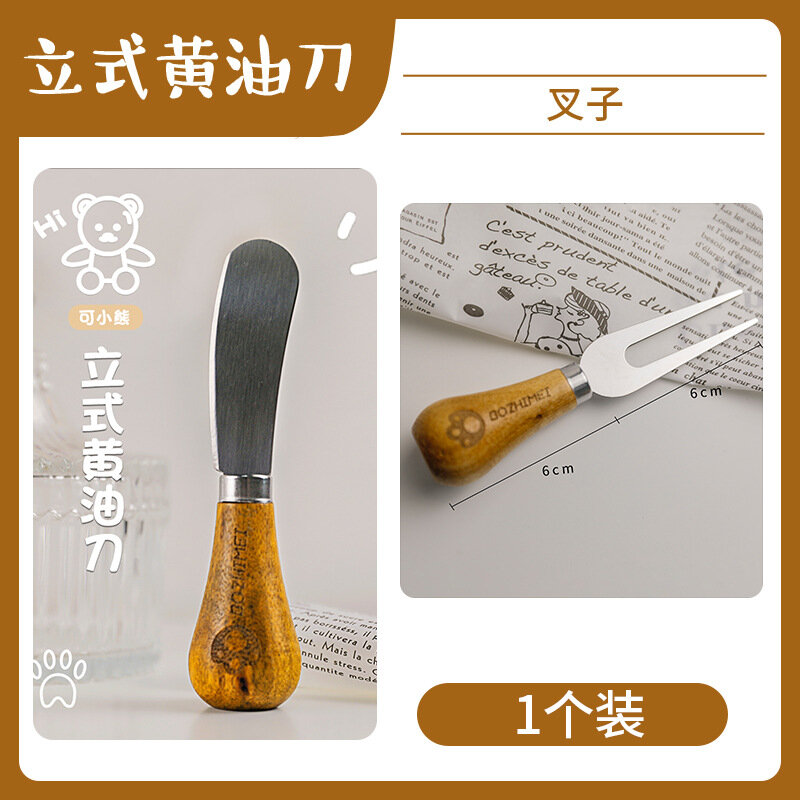 Вертикальные отверстия ножа для масла Комбинация ветра из нержавеющей стали вилка ложка костюм деревянная ручка выпечка
