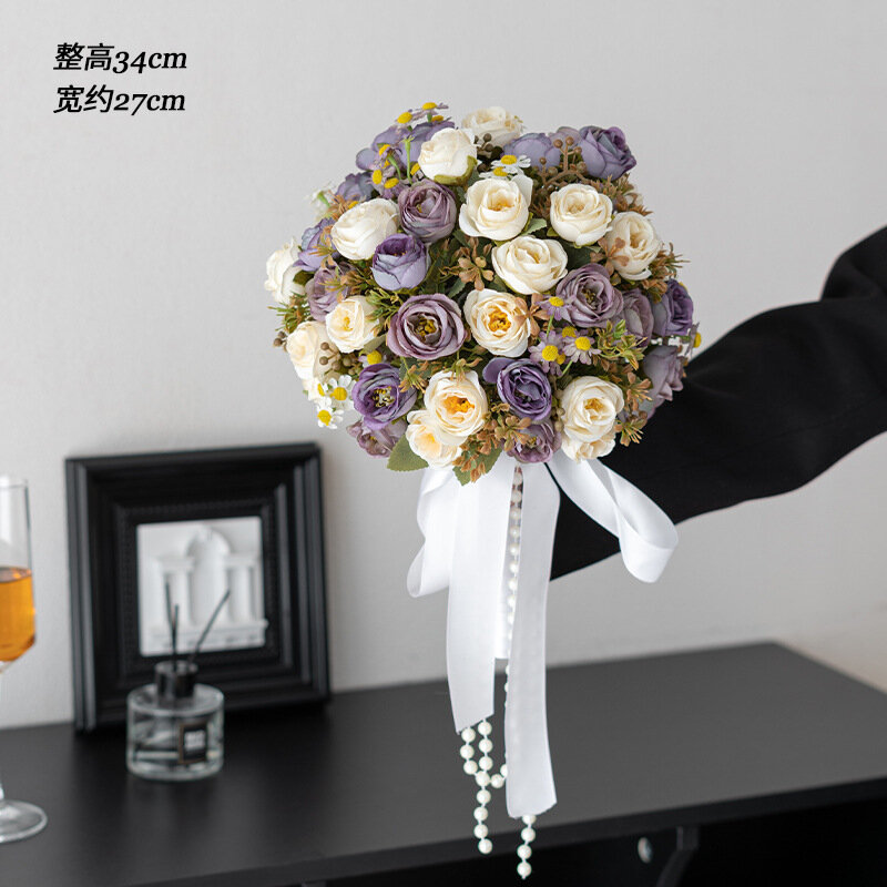 Европейский стиль легкой роскоши, высококачественные искусственные цветы, свадебный букет невесты, свидетельство о браке, ручные цветы, реалистичные цветы, декоративные аксессуары