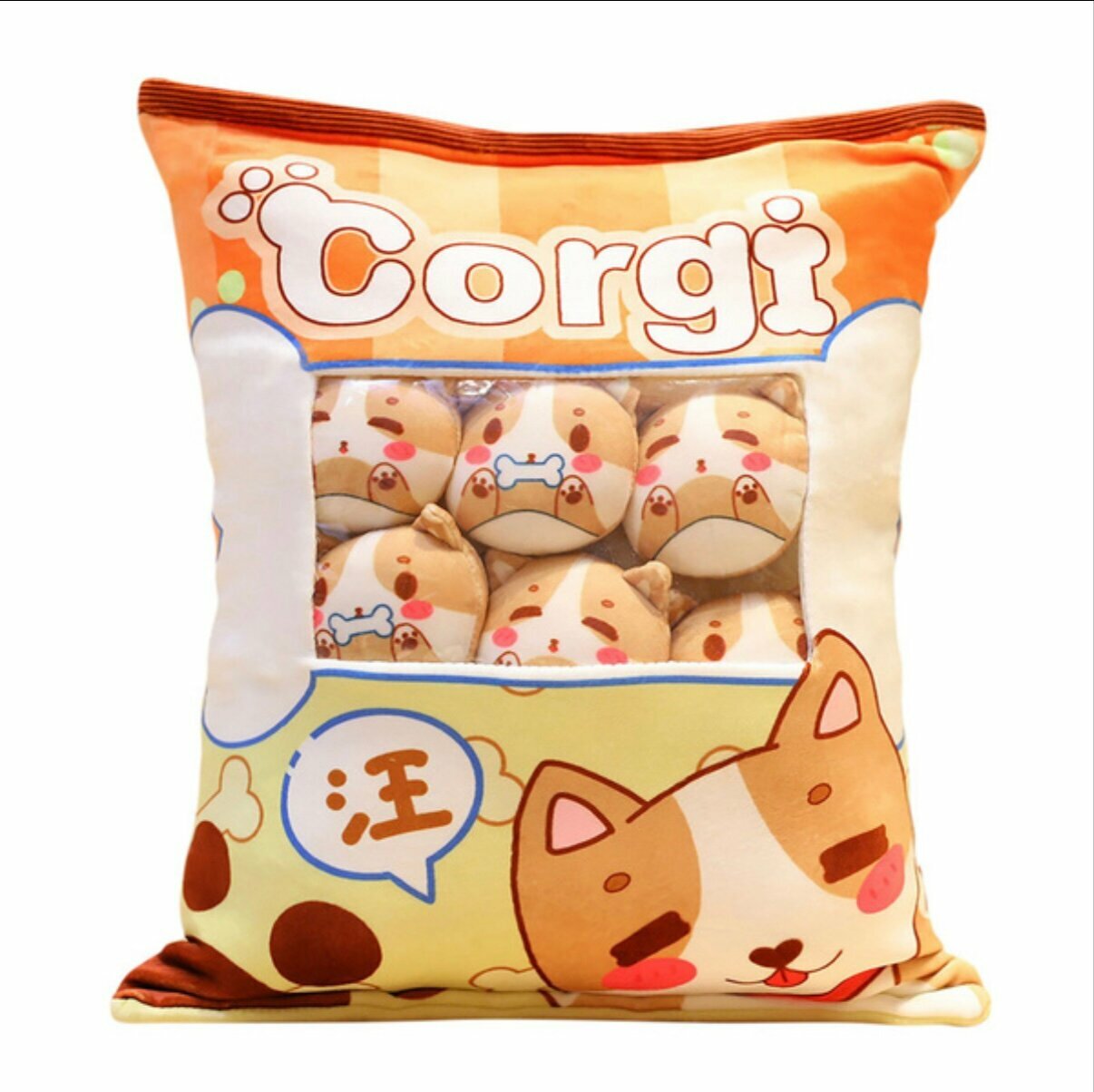 Мягкая игрушка-подушка "Корги", удобная, внутри маленькие корги