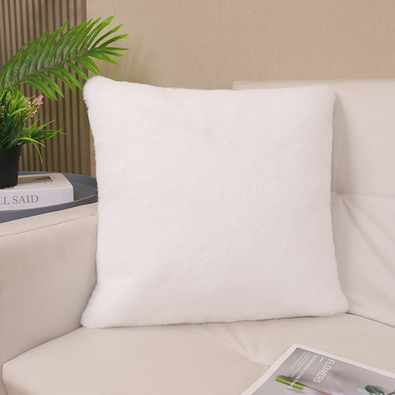 Подушка из кроличьего меха, квадратная подушка, декор для гостиной, мягкая подушка для дивана, подушка для окна, мягкий декор, подушка для спинки кровати, съемная и стираемая
