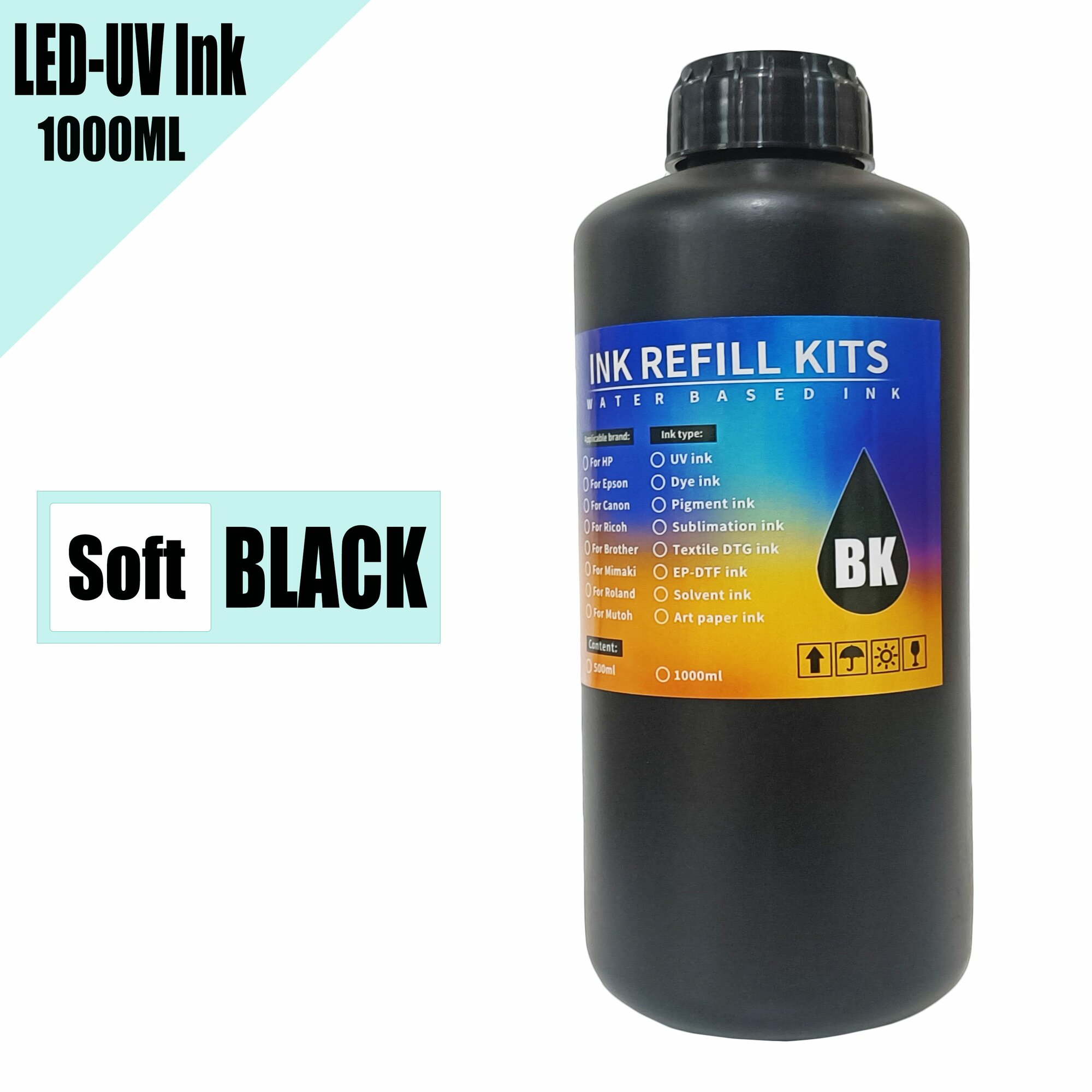 Мягкий чернила . Чернила УФ для UV , 1000 ml , принтера Epson L1800 i3200 R33