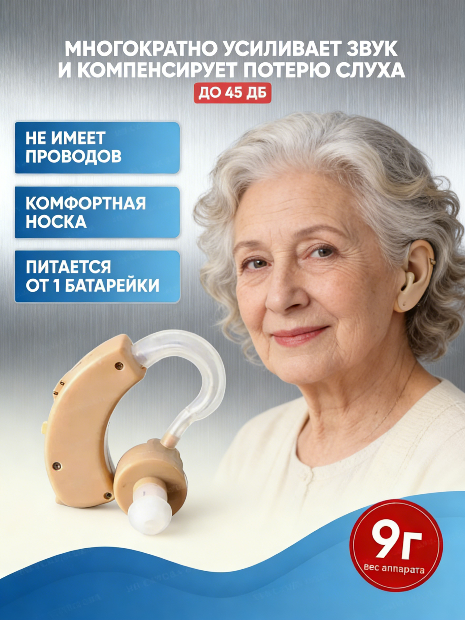 Усилитель слуха на аккумуляторе с функцией Bluetooth, заушный цифровой слуховой аппарат для пожилых