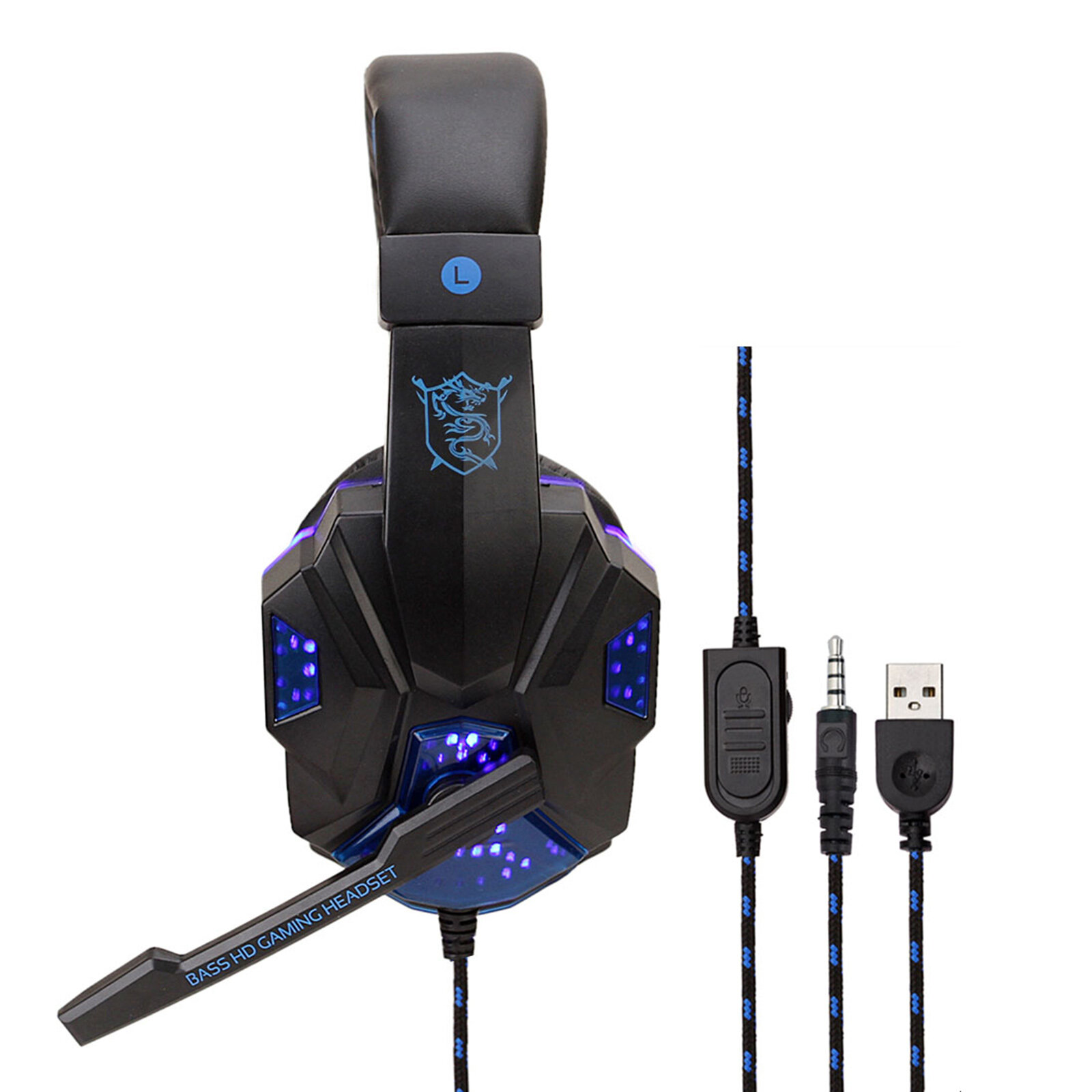 Наушники для игр проводные SY830MV Gaming Headphones наушники с микрофоном разъемы AUX+USB регулятор громкости для ПК черный&красный черный&синий белый&синий драйвер 40мм чувствительность 105дБ частотный диапазон 20-20000Гц микрофон 6*5мм