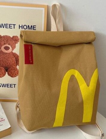 Рюкзак-пакет, в форме McDonald's, вместительный, с регулируемыми лямками и заклепками