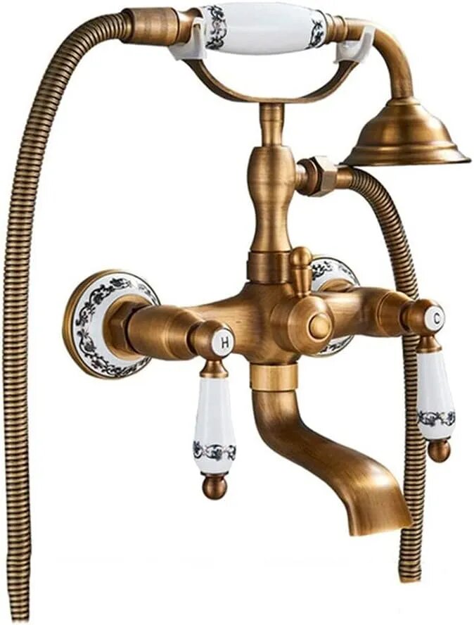 Смеситель для ванны в ретро-стиле, смеситель для ванны с двойным управлением водой для душа и смеситель для душа-смеситель для ванны